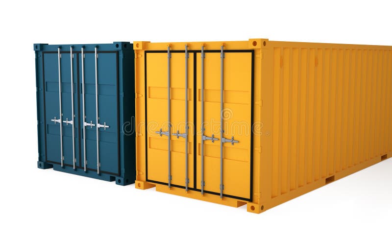 3d Rendering of Two Color Container Cargo on White Background Stock ...