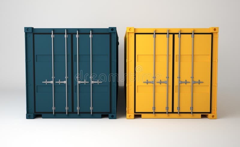 3d Rendering of Two Color Container Cargo on White Background Stock ...
