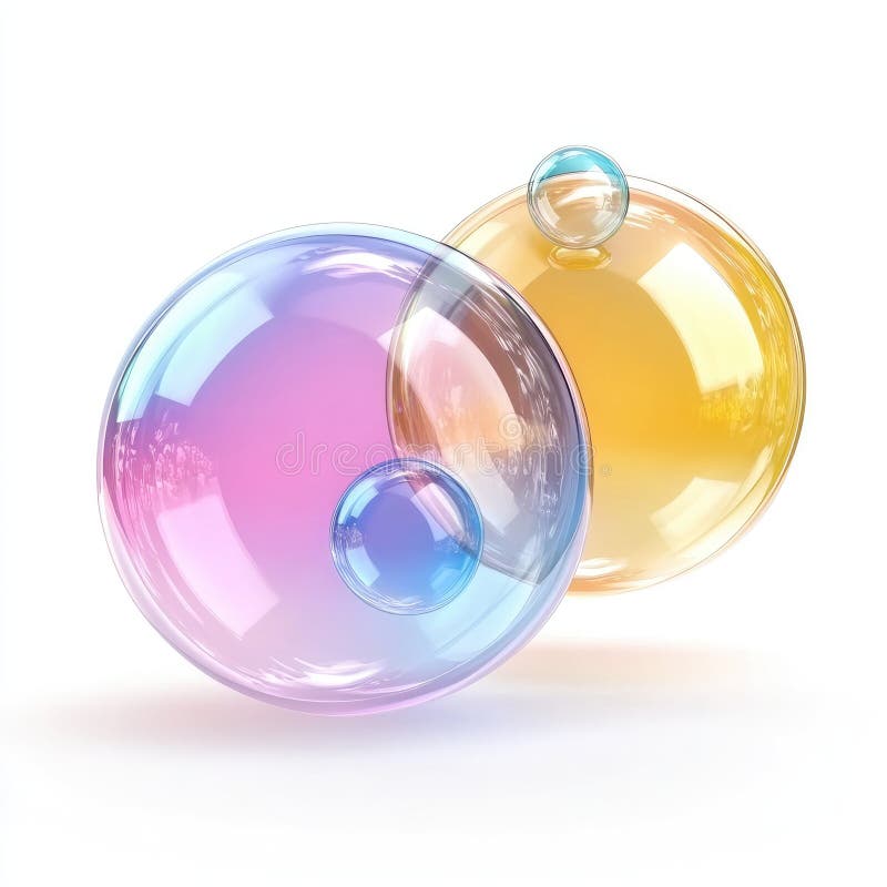 Abstract Colorful Bubbles: a 3D Render of Interlocking Transparent ...