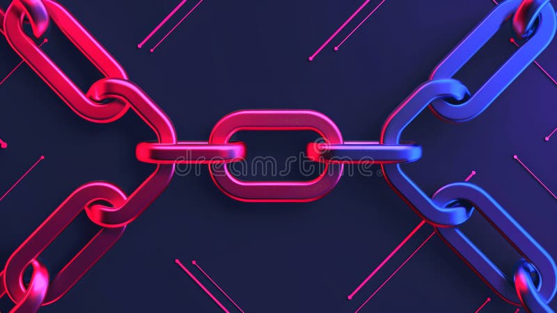A 3D Rendering of Two Connected Chains, One Red and One Blue, with a ...
