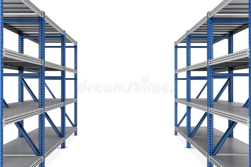 3d Rendering of Two Empty Metal Rack Shelves Isolated on White ...