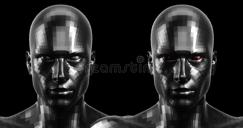 Black Android Character Robot Cyborg Crash Test Dummy Portrait Stock ...