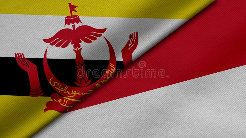 3D Rendering of Two Flags from Brunei Darussalam and Republic of ...