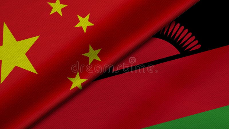 3D Rendering of Two Flags from China and Republic of Malawi Together ...