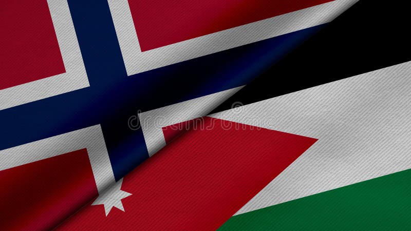 3D Rendering of Two Flags from Kingdom of Norway and Kingdom of Jordan ...