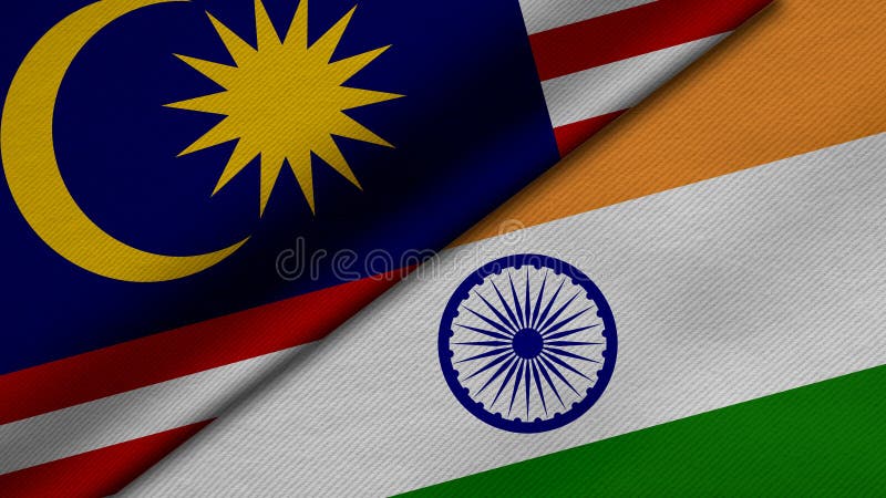 3D Rendering of Two Flags from Malaysia and India Together with Fabric ...