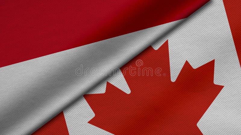 3D Rendering of Two Flags from Republic of Indonesia and Canada ...