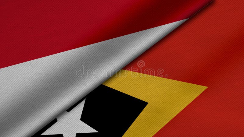 3D Rendering of Two Flags from Republic of Indonesia and Democratic ...
