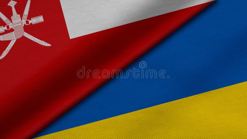3D Rendering of Two Flags from Sultanate of Oman and Ukraine Stock ...