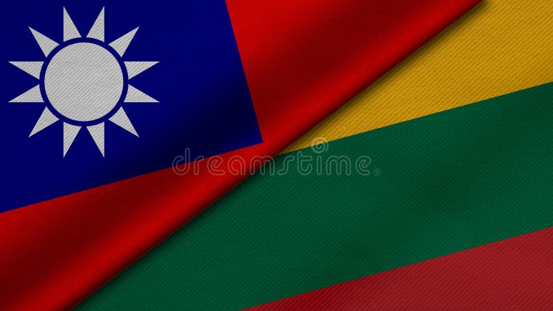 3D Rendering of Two Flags from Taiwan and Republic of Lithuania Stock ...