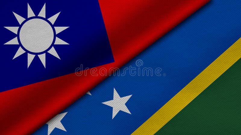 3D Rendering of Two Flags from Taiwan and Solomon Islands Stock ...