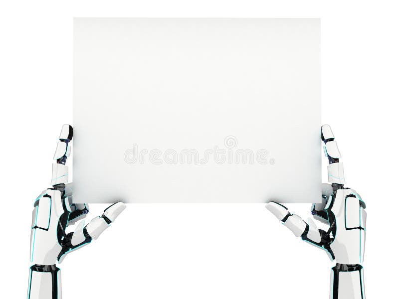 3d Rendering Two Hands of a Robot Holding a Sheet of Paper Stock ...