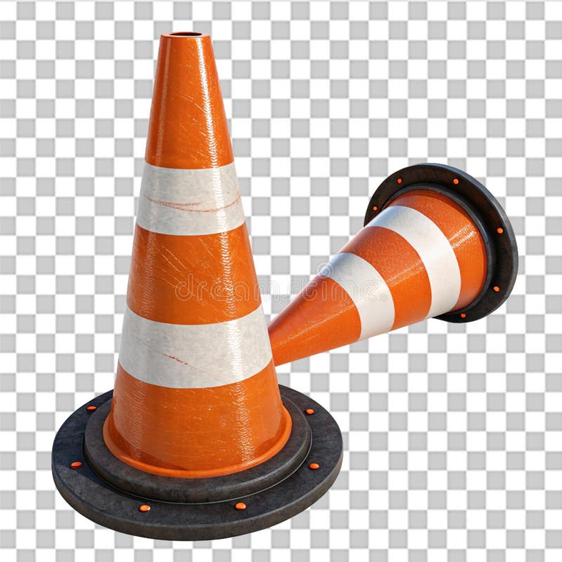 3D Rendering of Two Orange Traffic Cones Stock Illustration ...