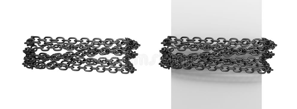 3d Rendering of a Two Pieces of Chain Messily Fastened Around a White ...