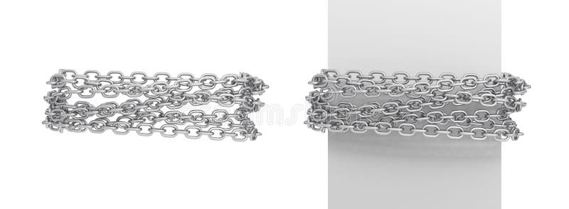 3d Rendering of a Two Pieces of Chain Messily Fastened Around a White ...