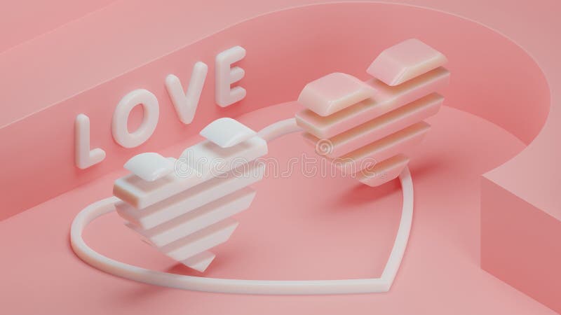 3d Rendering of Two Pink Hearts Complementing Each Other and Ready To ...