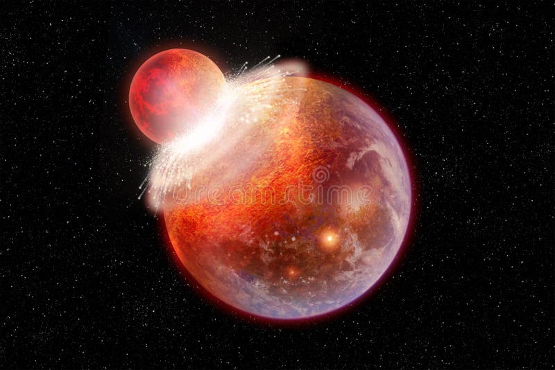 Two Planets Collide in Deep Space Stock Illustration - Illustration of ...