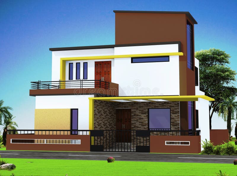3D Rendering of a Two Storage House with an Abstract Exterior Design ...