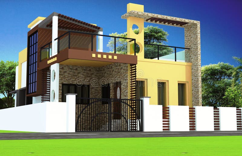 3D Rendering of a Two Storage House with a Modern Abstract Exterior ...