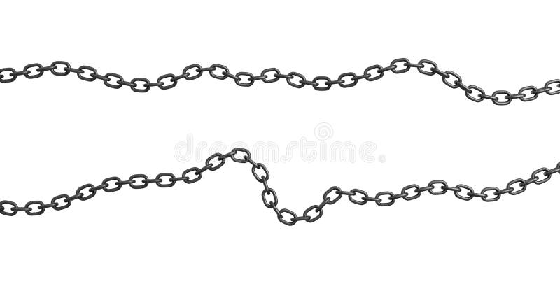 3d Rendering of Two Strips of Metal Chains Lying Curled on a White ...