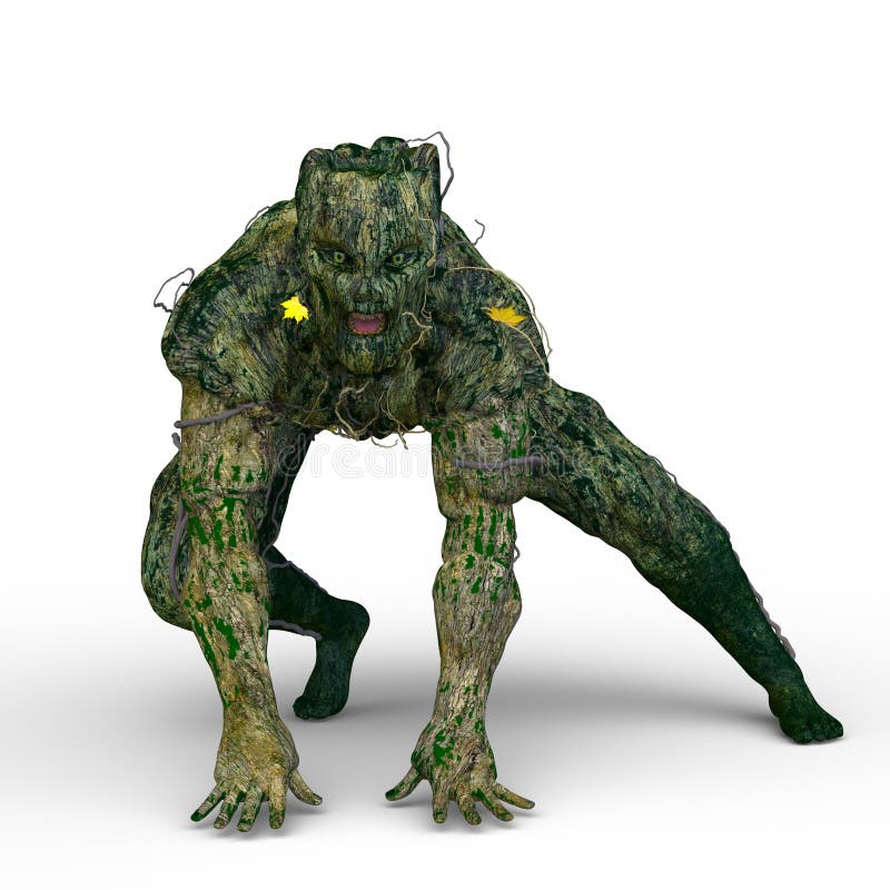 3D Rendering of Uncanny Tree Man Stock Illustration - Illustration of ...
