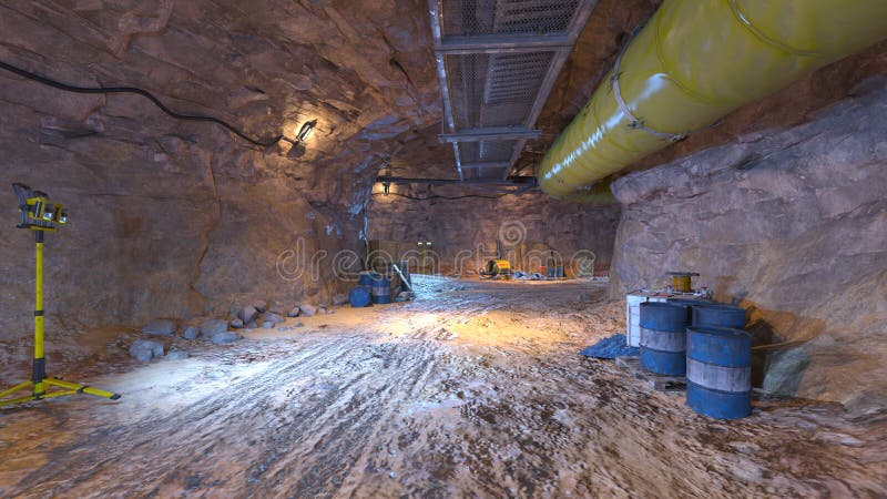 3D Rendering of the Underground Construction Site Stock Illustration ...