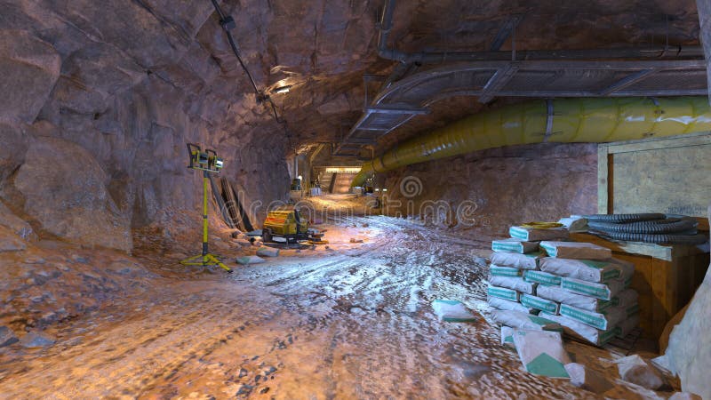 3D Rendering of the Underground Construction Site Stock Illustration ...