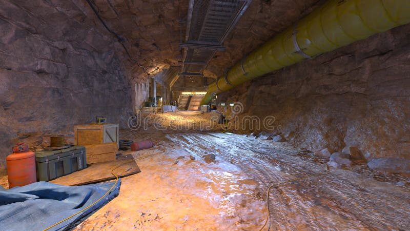 3D Rendering of the Underground Construction Site Stock Illustration ...