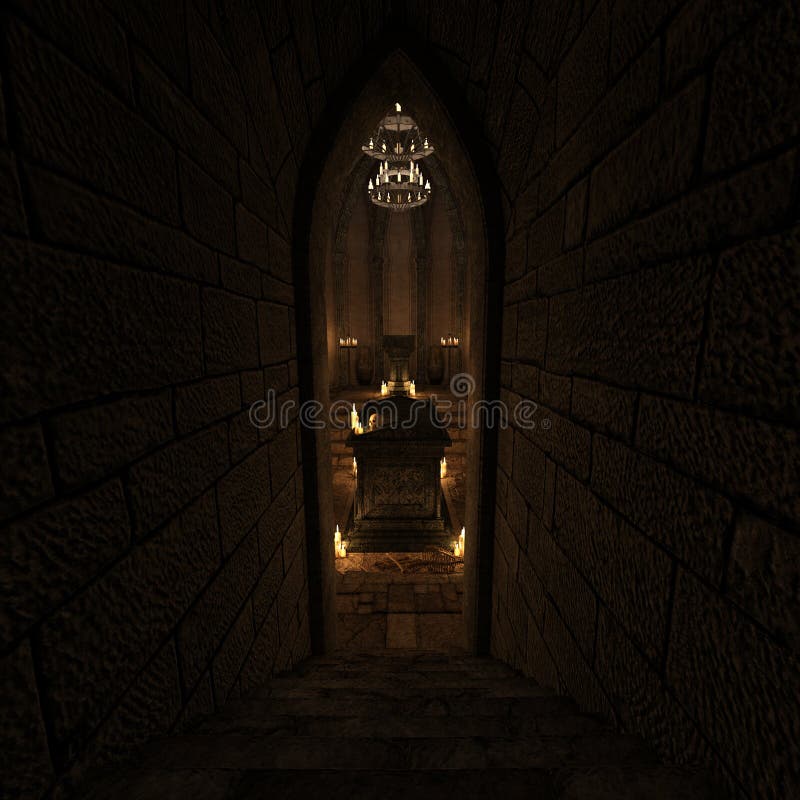 3d-illustration of a Scary Crypt with Candles in a Tomb Stock ...