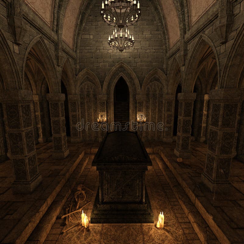 3d-illustration of a Scary Crypt with Candles in a Tomb Stock ...