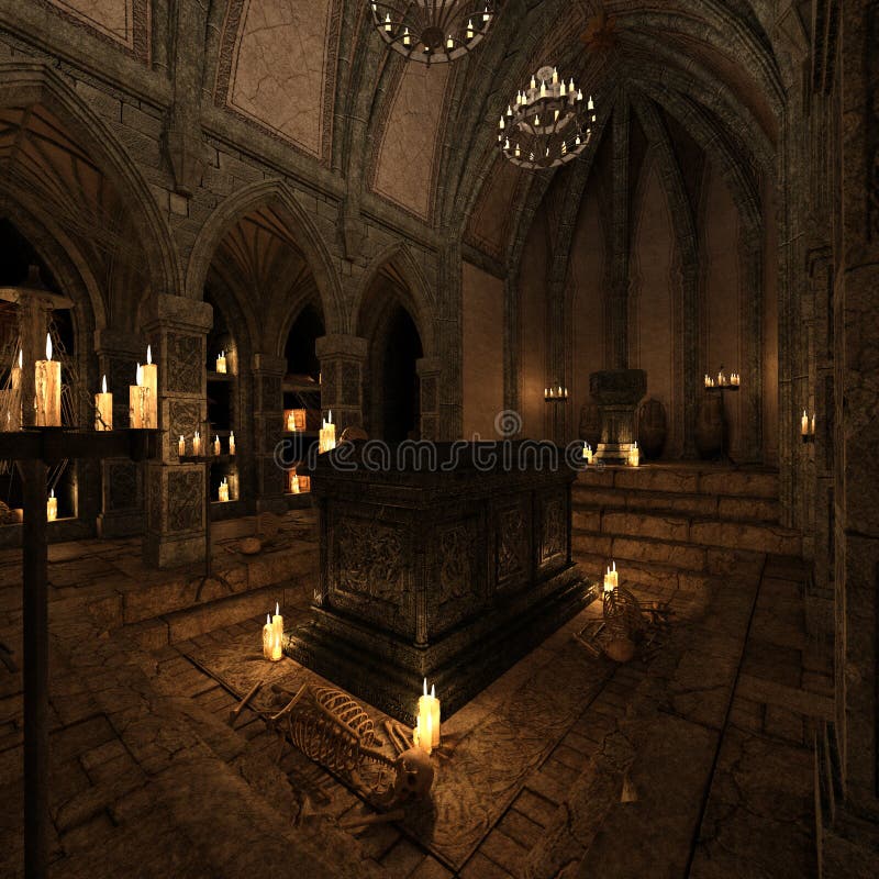 3d-illustration of a Scary Crypt with Candles in a Tomb Stock ...