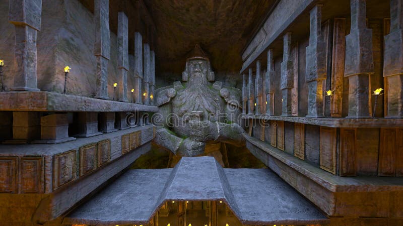 3D Rendering of the Underground Temple Stock Illustration ...