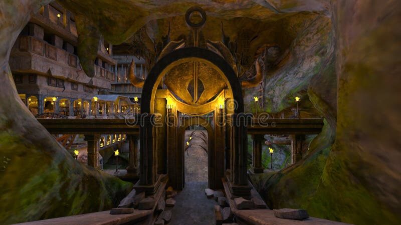 3D Rendering of the Underground Temple Stock Illustration ...