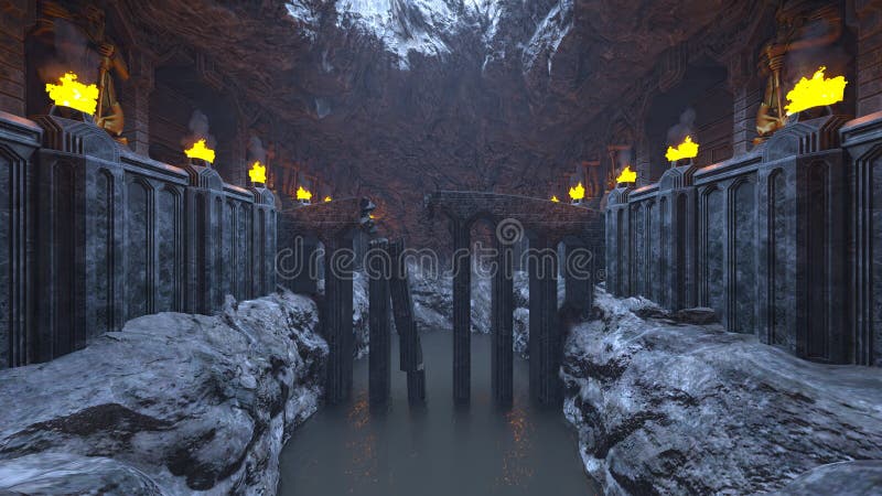 3D Rendering of the Underground Temple Stock Illustration ...