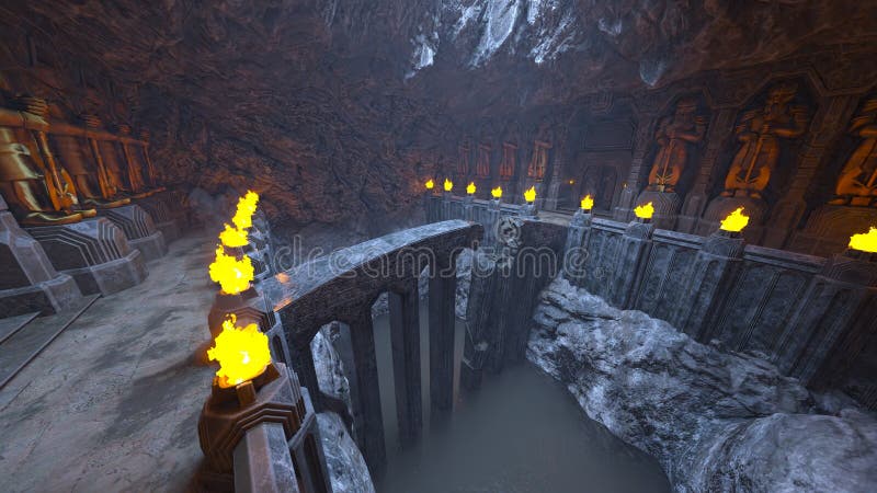 3D Rendering of the Underground Temple Stock Illustration ...
