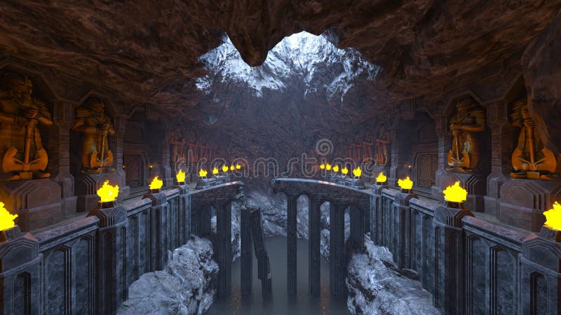 3D Rendering of the Underground Temple Stock Illustration ...