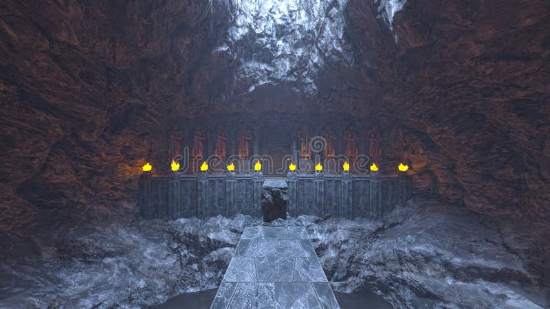 3D Rendering of the Underground Temple Stock Illustration ...