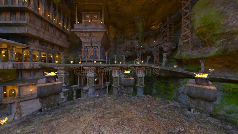 3D Rendering of the Underground Temple Stock Illustration ...
