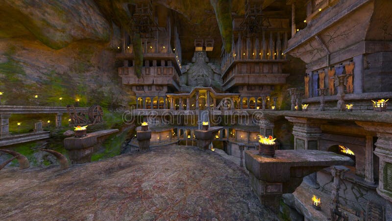 3D Rendering of the Underground Temple Stock Illustration ...