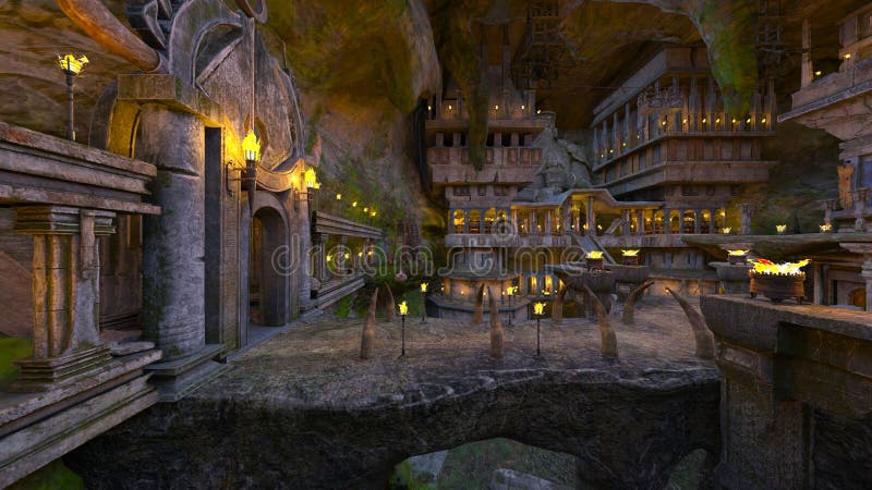 3D Rendering of the Underground Temple Stock Illustration ...