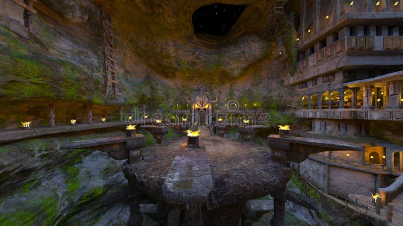 3D Rendering of the Underground Temple Stock Illustration ...