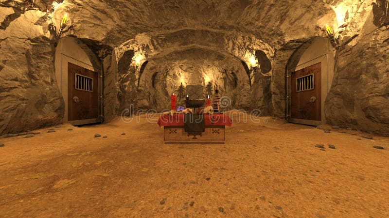 3D Rendering of the Underground Temple Stock Illustration ...