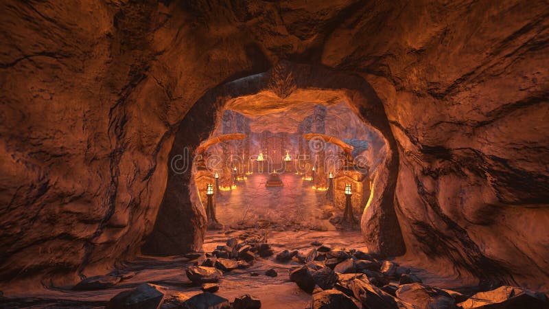 3D Rendering of the Underground Temple Stock Illustration ...