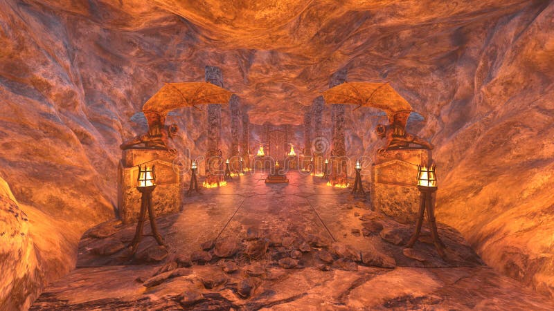 3D Rendering of the Underground Temple Stock Illustration ...