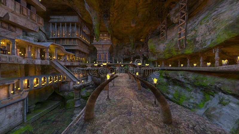 3D Rendering of the Underground Temple Stock Illustration ...