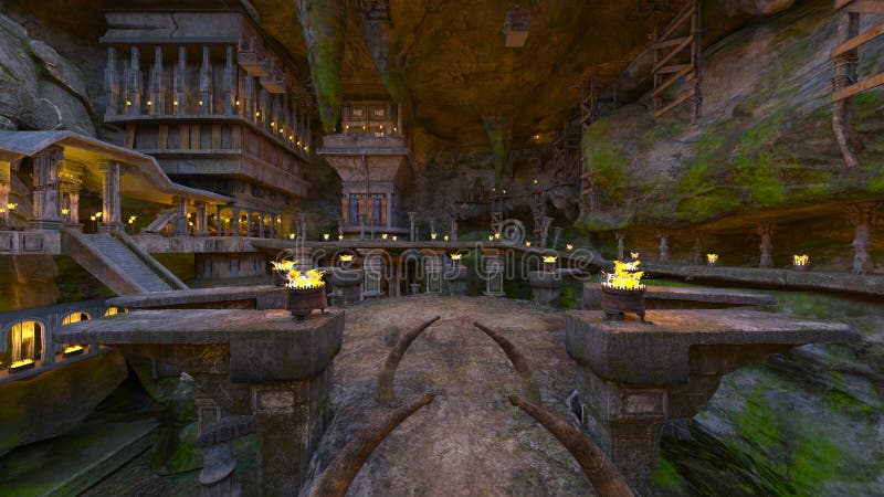 3D Rendering of the Underground Temple Stock Illustration ...