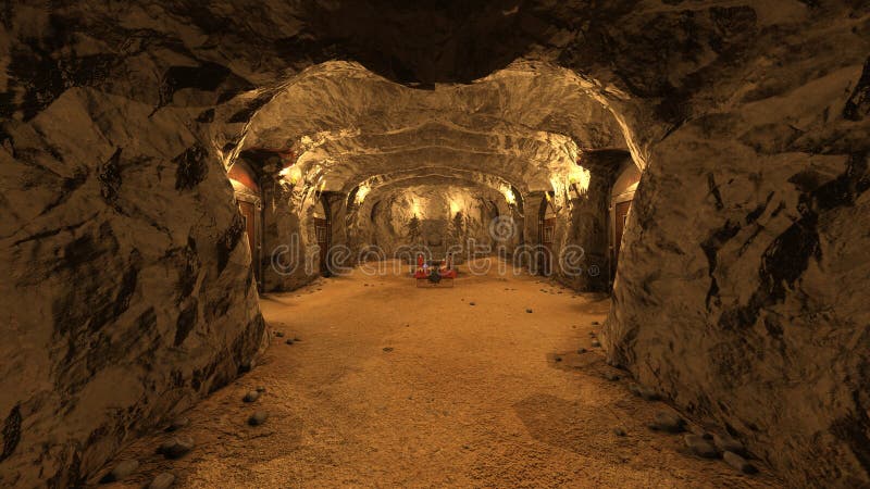 3D Rendering of the Underground Temple Stock Illustration ...