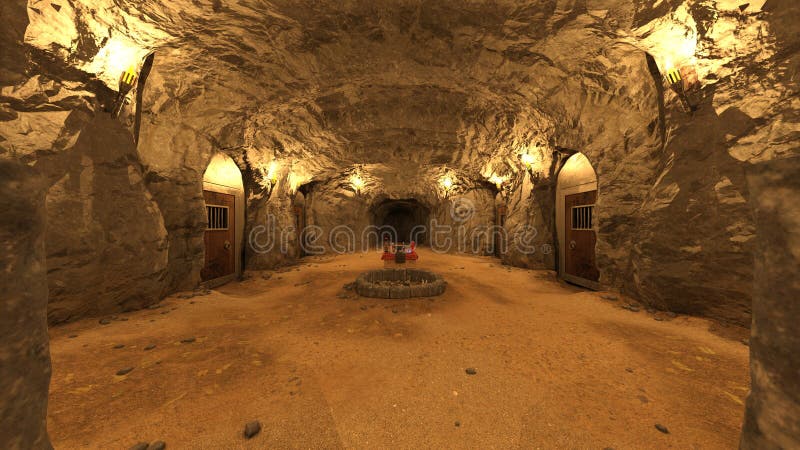 3D Rendering of the Underground Temple Stock Illustration ...