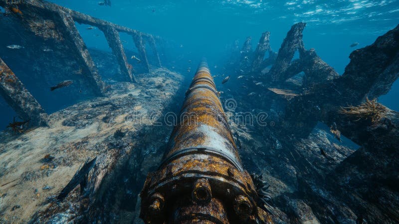 A 3D Rendering of an Underwater Fibre-optic Cable for Submarine ...