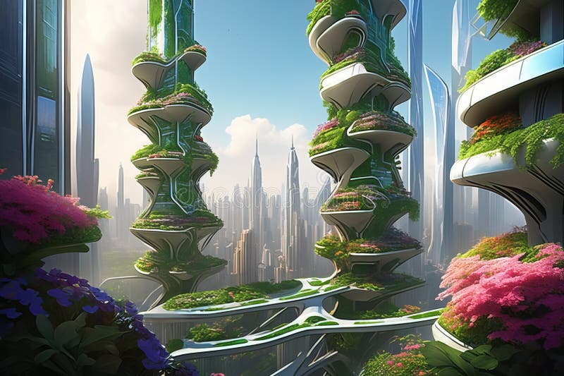 3 D Rendering. an Urban City with a Planet. High Quality Illustration3 ...